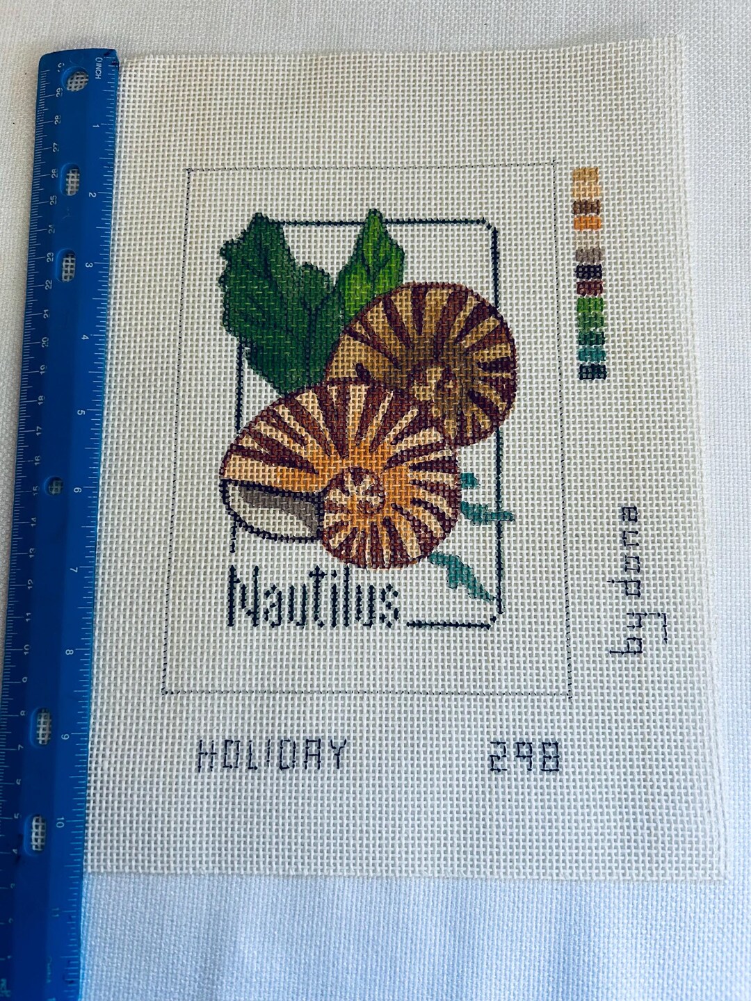 Sea Shell Painted Needlepoint Canvas, Ocean Theme Nautilus Needle Work ...