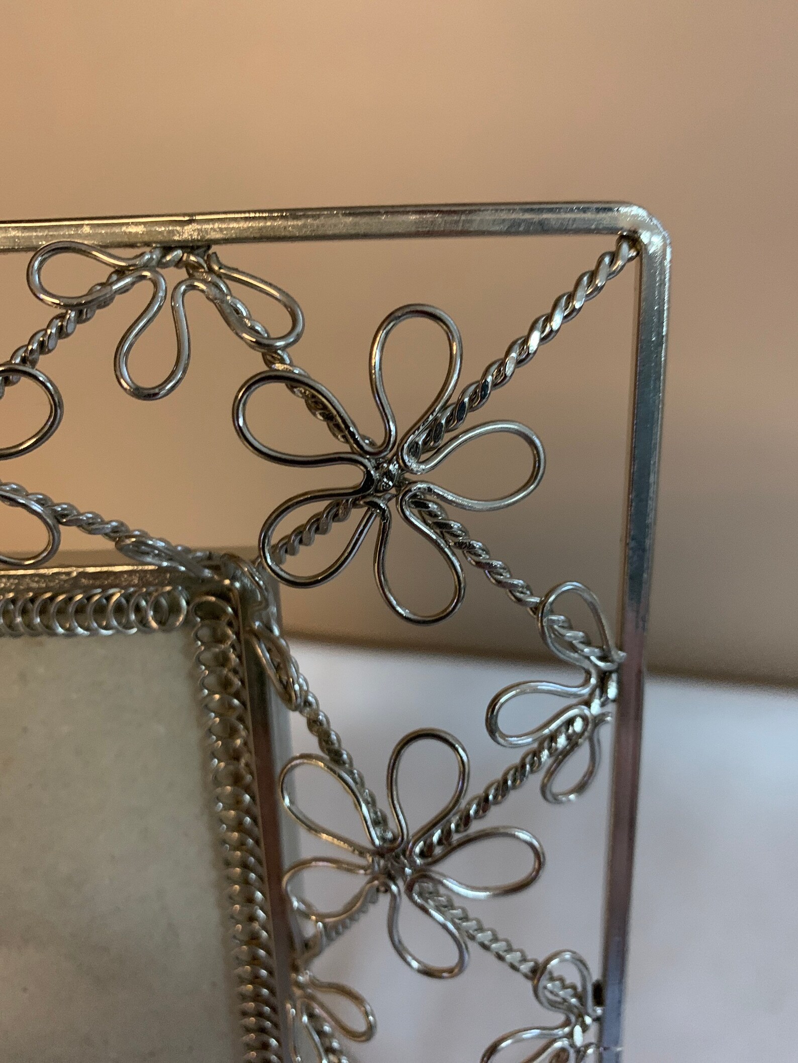 Silver Wire Framevintage Picture Frame W Flowers Made From - Etsy
