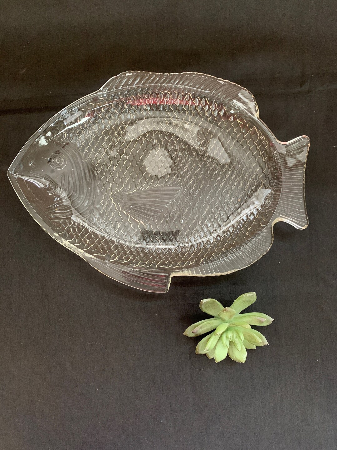 Glass Fish Plate Vintage Ovenproof Pressed Glass Dish - Etsy