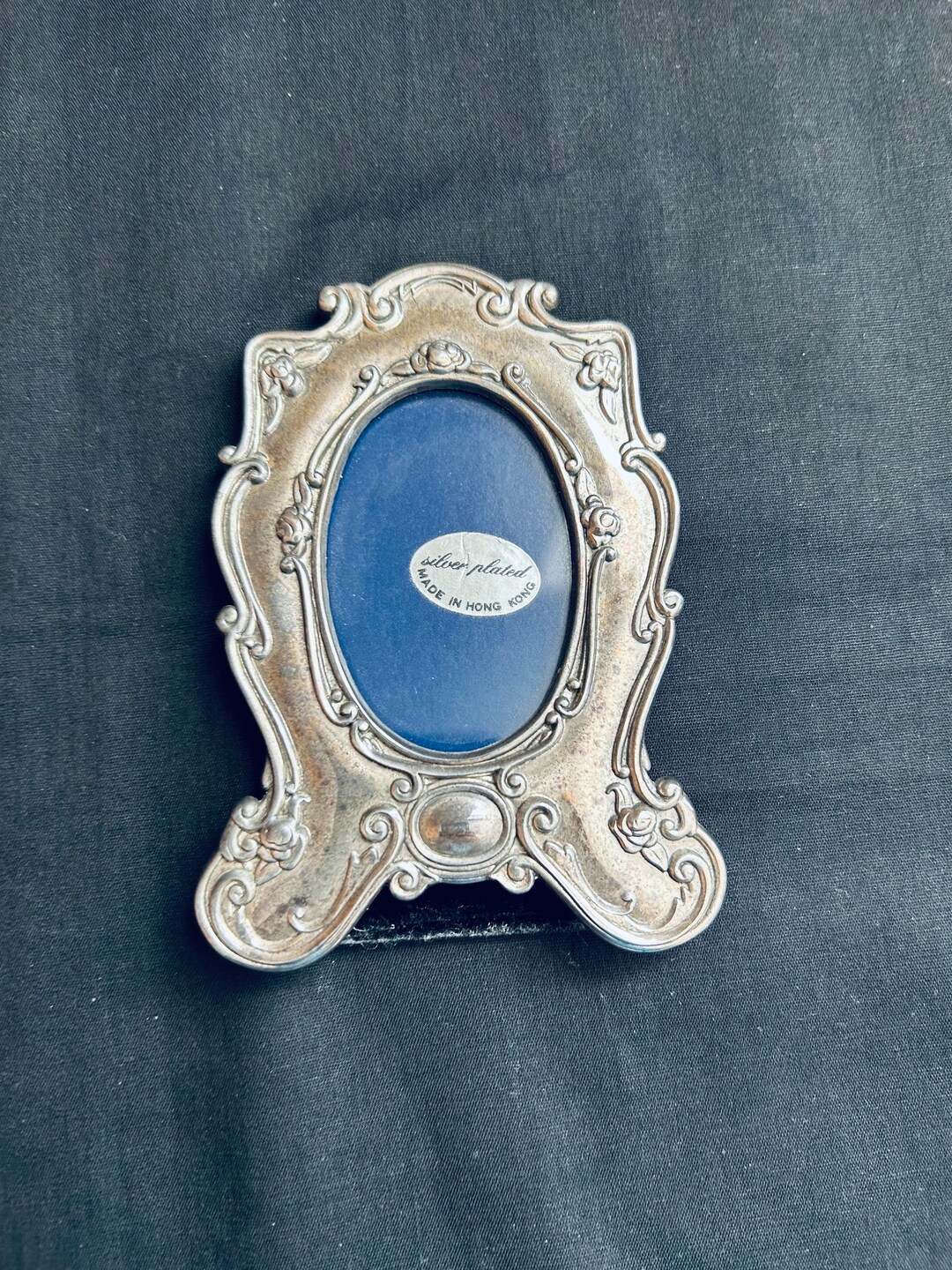 Vintage Sculpted Silver Plate Oval Frame, Picture Frame With Romantic ...