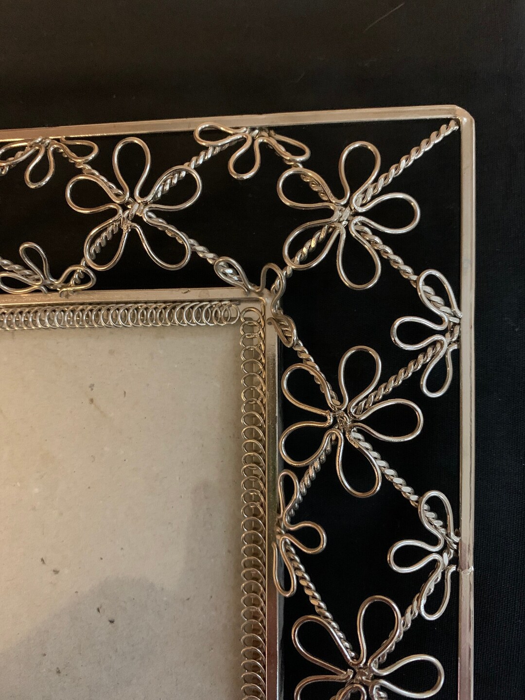 Silver Wire Frame,vintage Picture Frame W Flowers Made From Wire,flower ...