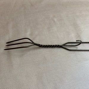 Primitive Wire Fork Vintage Long Twisted Handle Metal Meat Utensil W ...