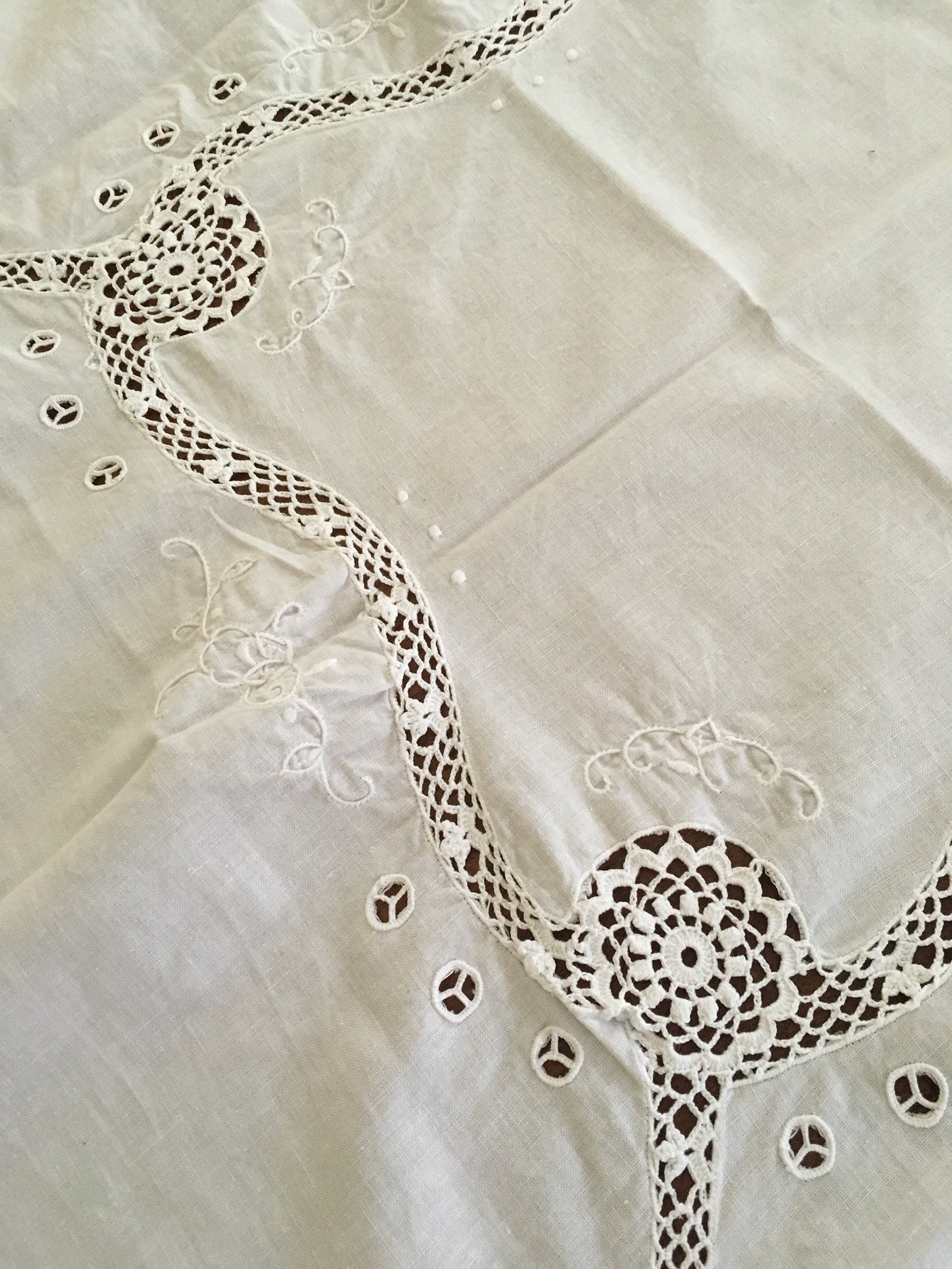 Linen Cutwork Tablecloth Vintage Crochet Square Linen - Etsy