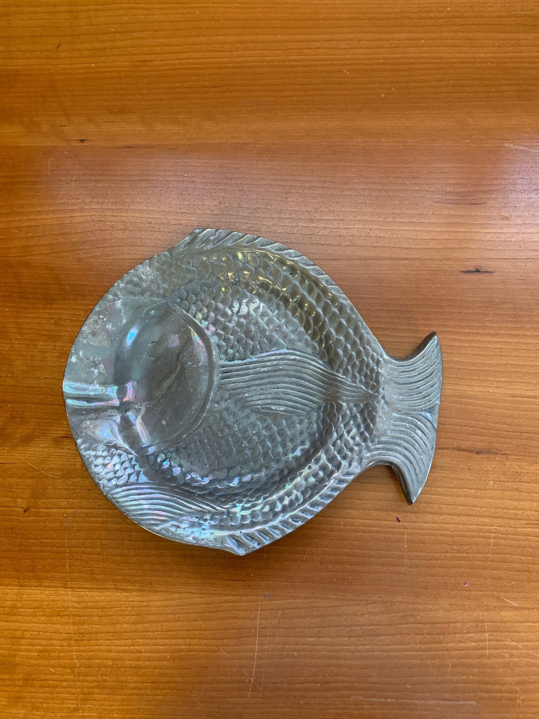Vintage Metal Fish Plate, Embossed Seafood Dish, Appetizer Serving ...