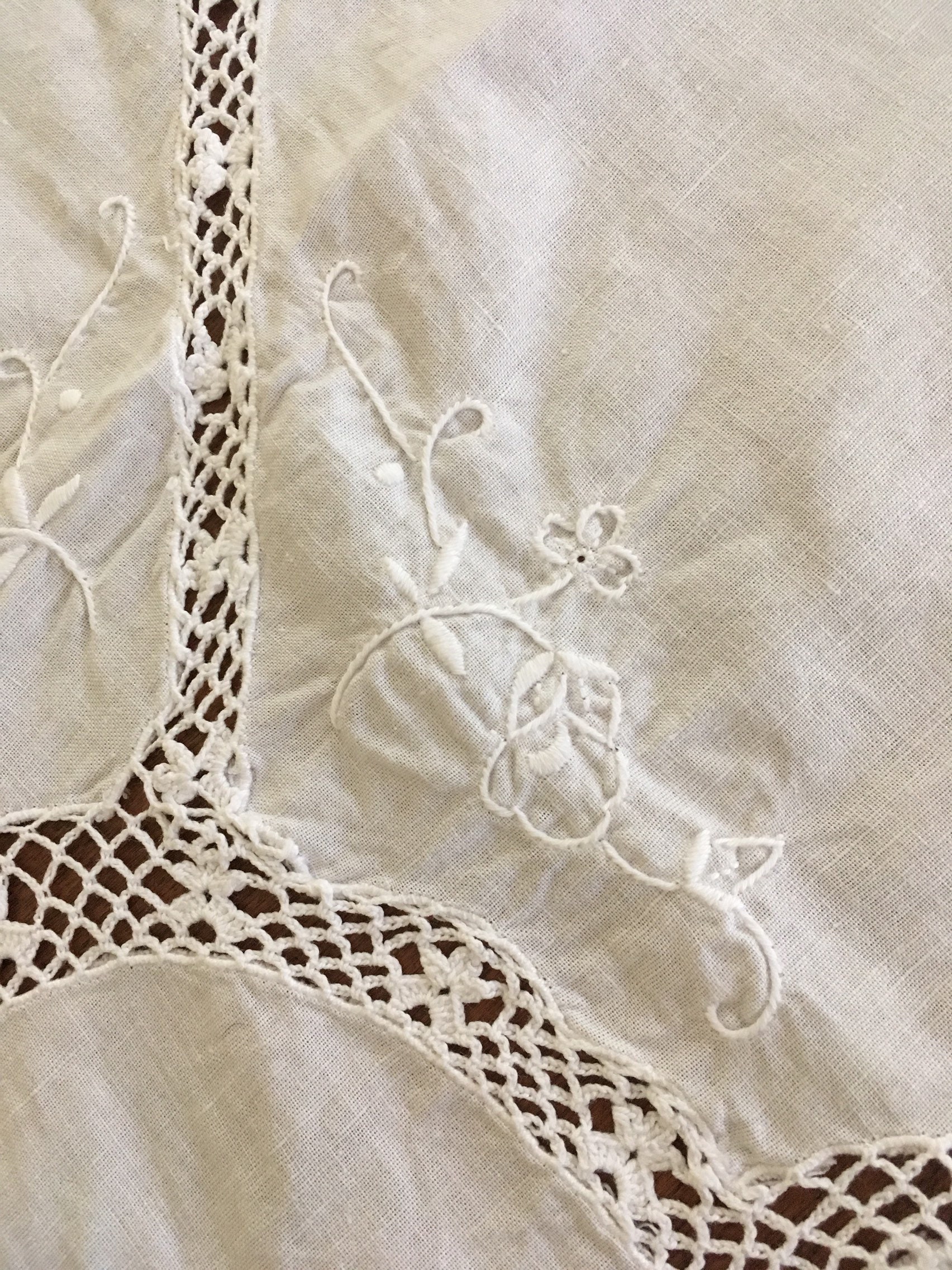 Linen Cutwork Tablecloth Vintage Crochet Square Linen - Etsy