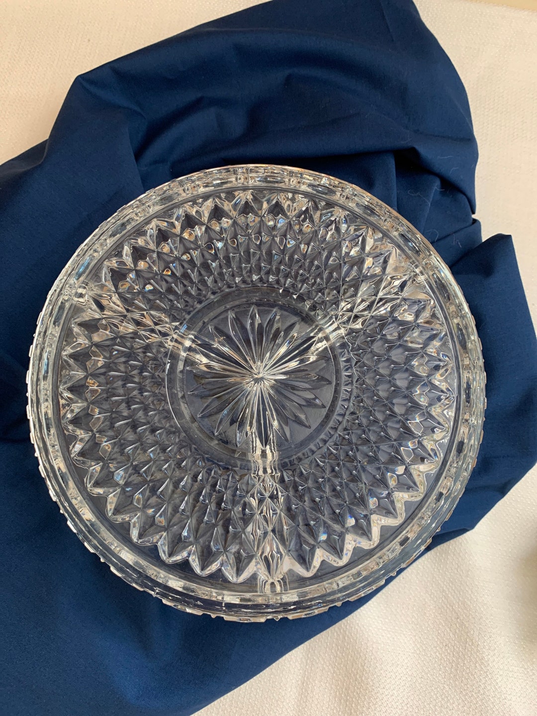Vintage Pressed Glass Divided Bowl, Clear Candy or Nut Dish, Earring ...