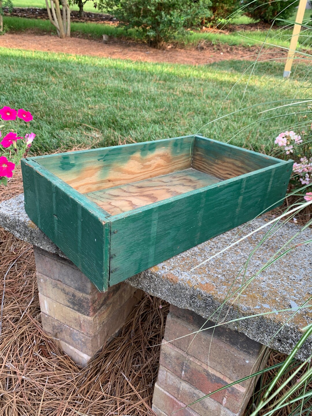 Rustic Wood Crate, Vintage Green Drawer for Use as a Plant Box, Unique ...
