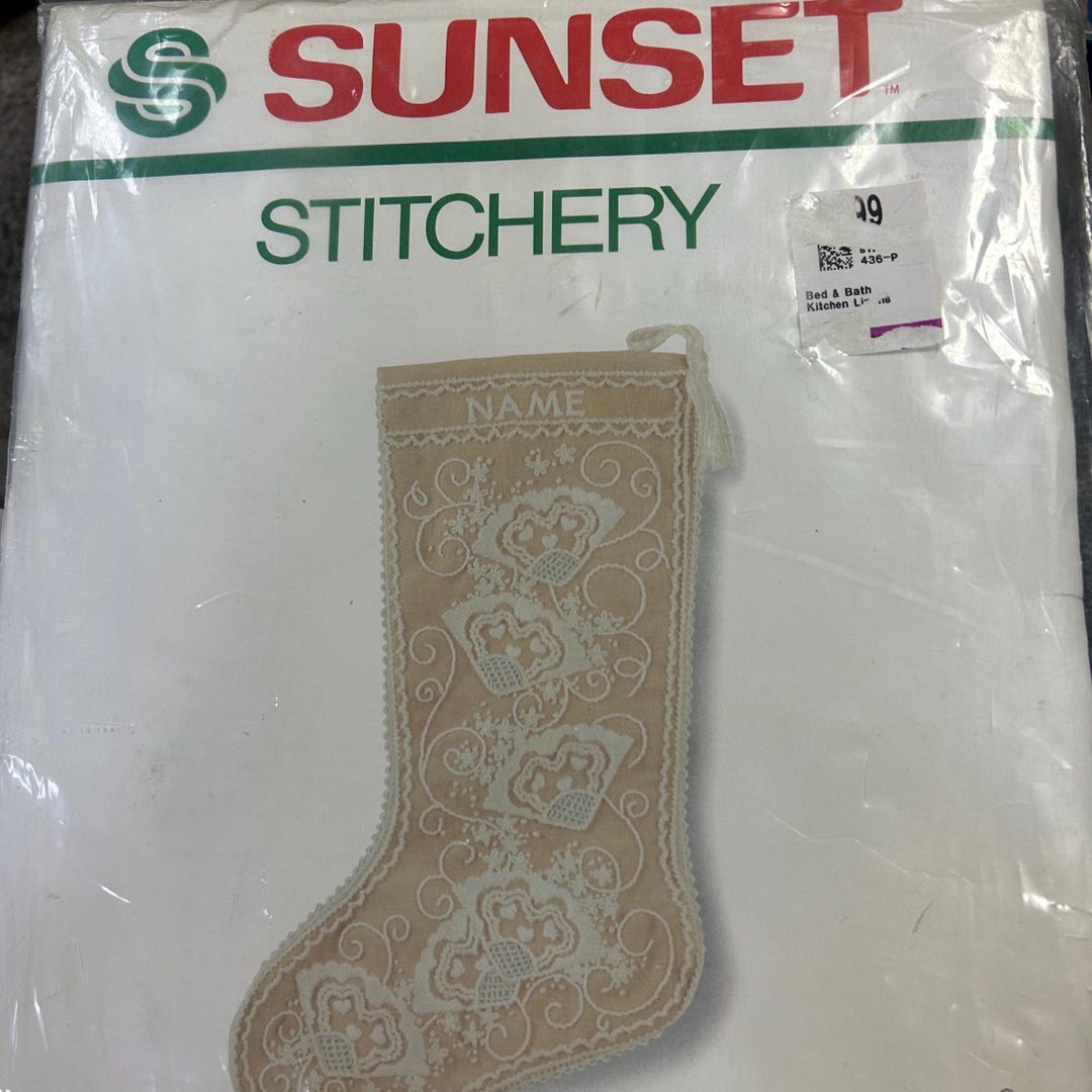 Vintage Crewel Stocking Kit, Sunset Stitchery Victorian Christmas ...