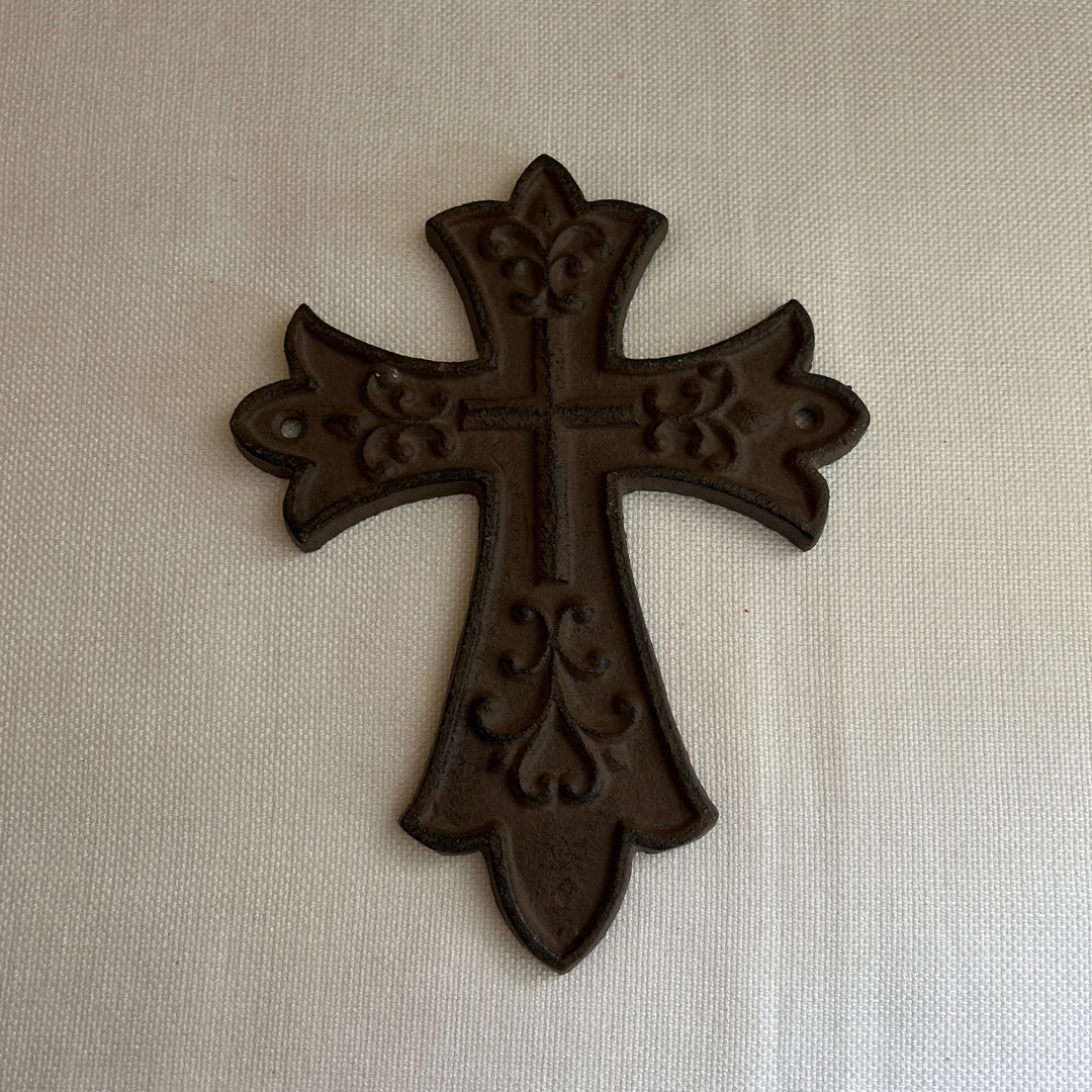 Vintage Rustic Wall Cross, Cast Metal Religious Symbol, Christian Decor ...