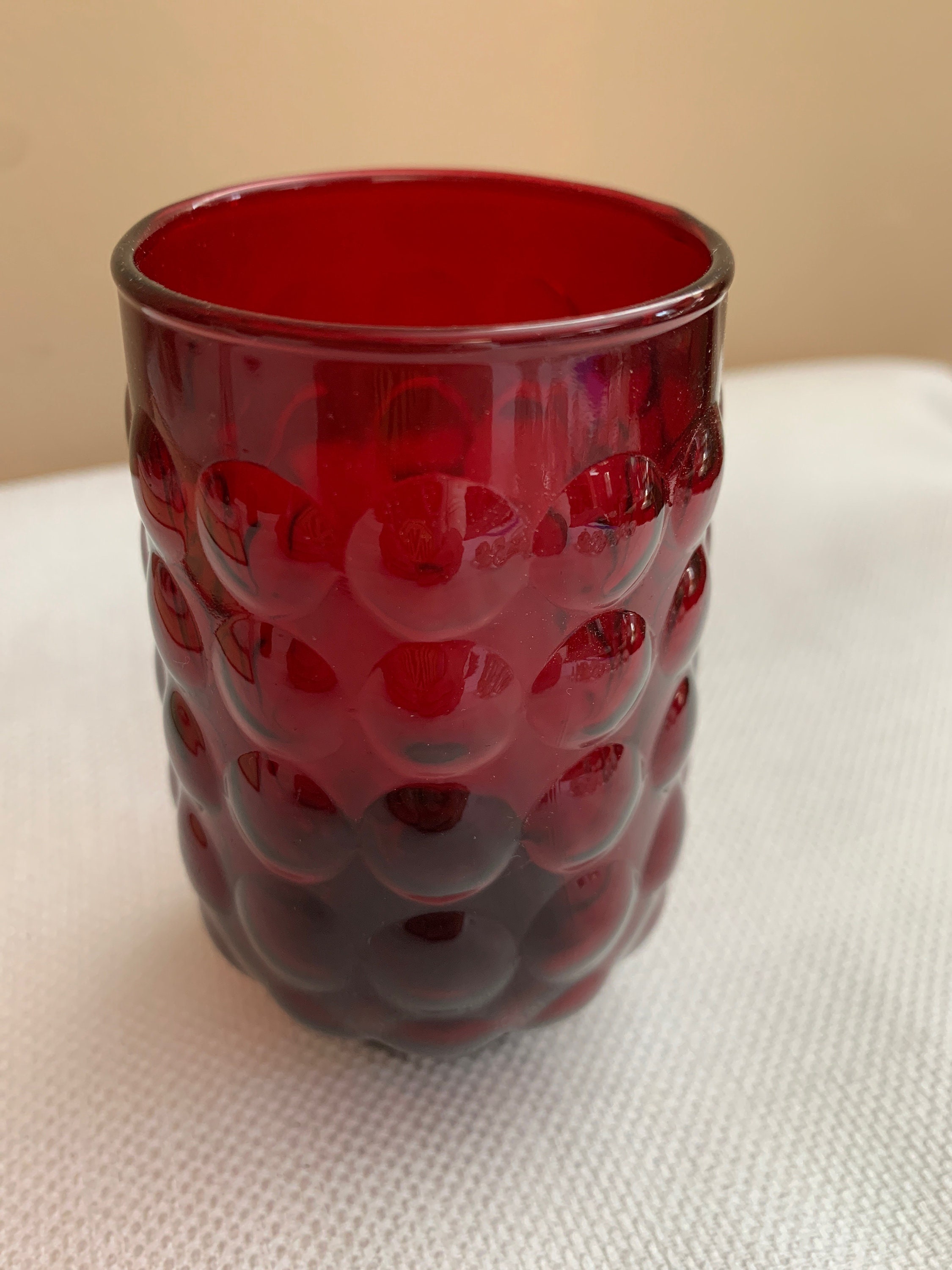 Vintage Ruby Red Bubble Glass Set, Anchor Hocking, Retro Barware - Etsy