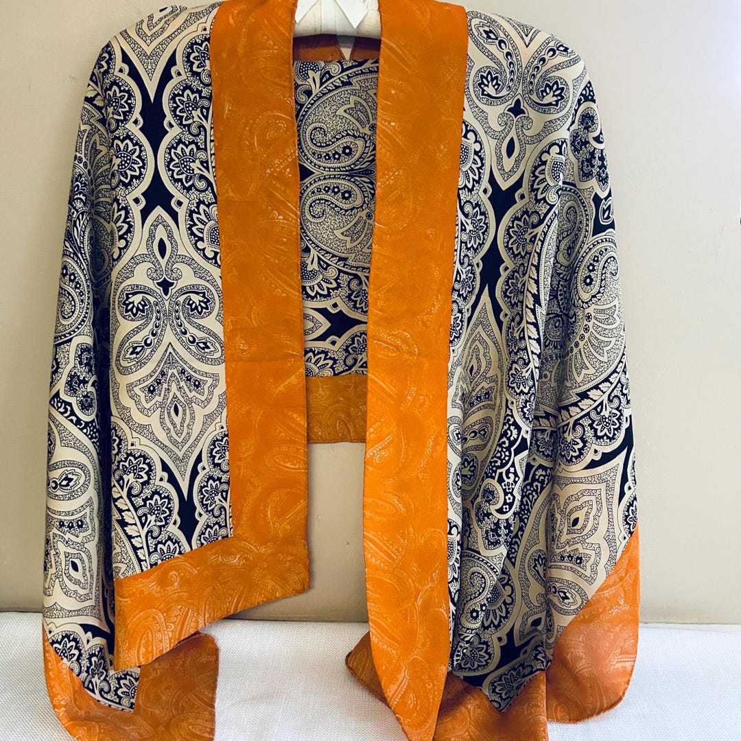 Long Vintage Paisley Scarf, Long Rectangle Scarf, Classic Pattern Scarf ...