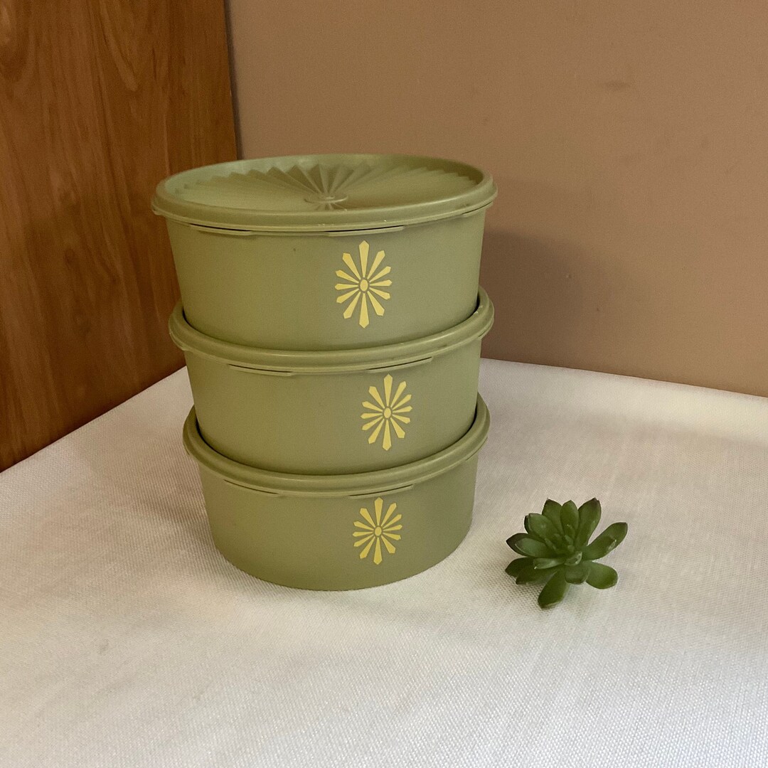 Tupperware Servalier Starburst Canisters, Vintage Set of 3 W Lids ...