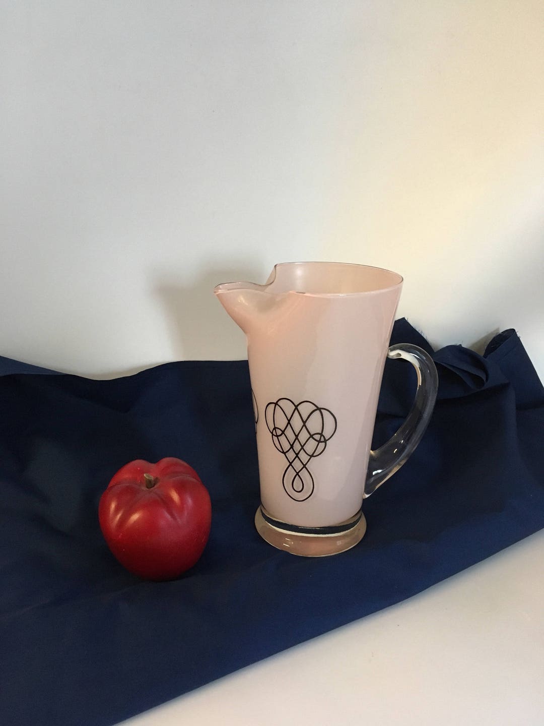 Vintage Cocktail Pitcher, Pink Martini Server W Frosted Glass and ...
