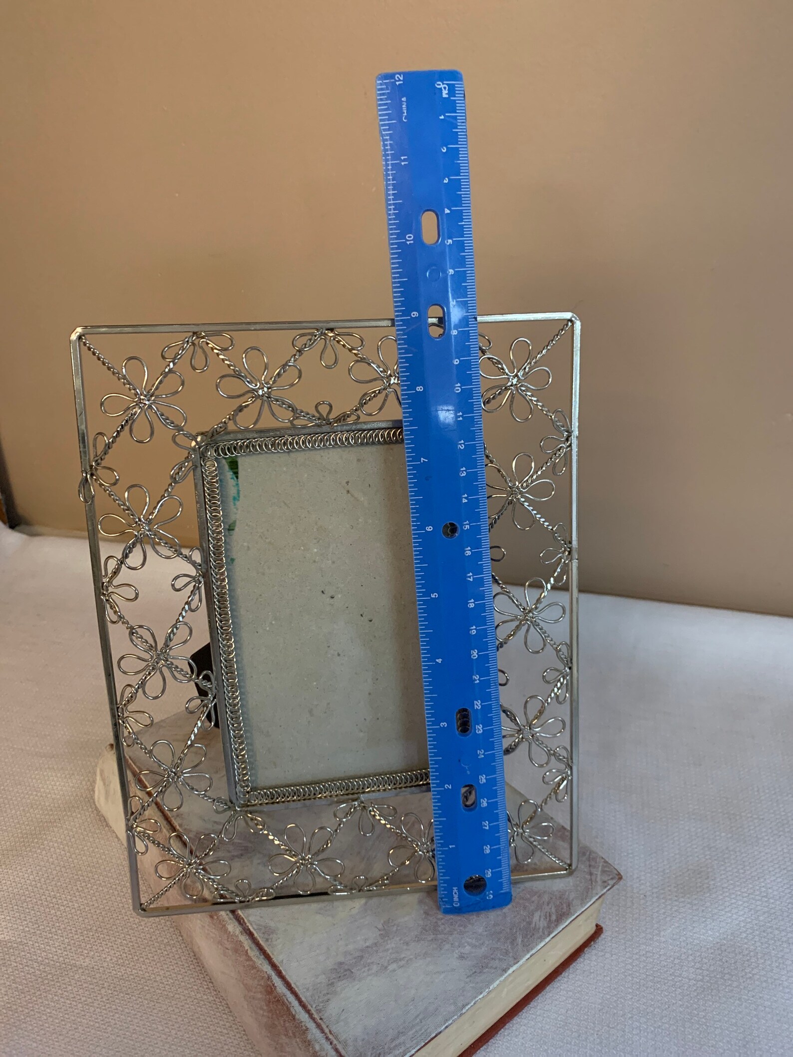 Silver Wire Framevintage Picture Frame W Flowers Made From - Etsy