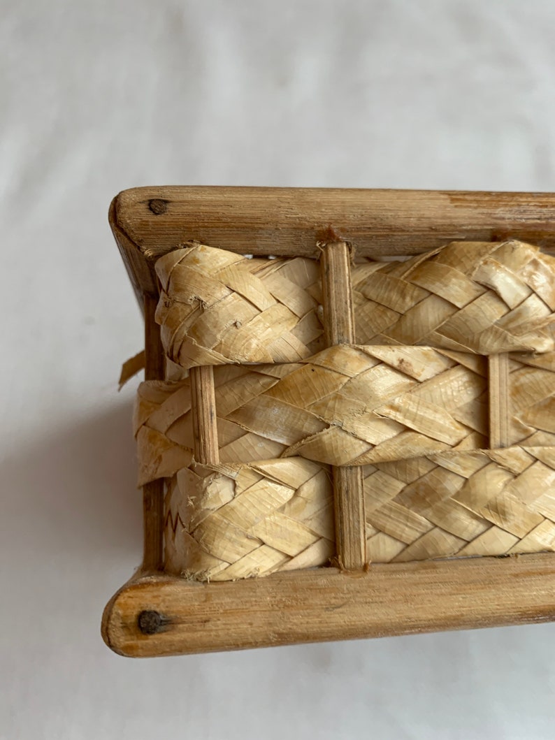 Vintage Bamboo Tissue Box Cover Woven Wicker Wood Box Cover | Etsy