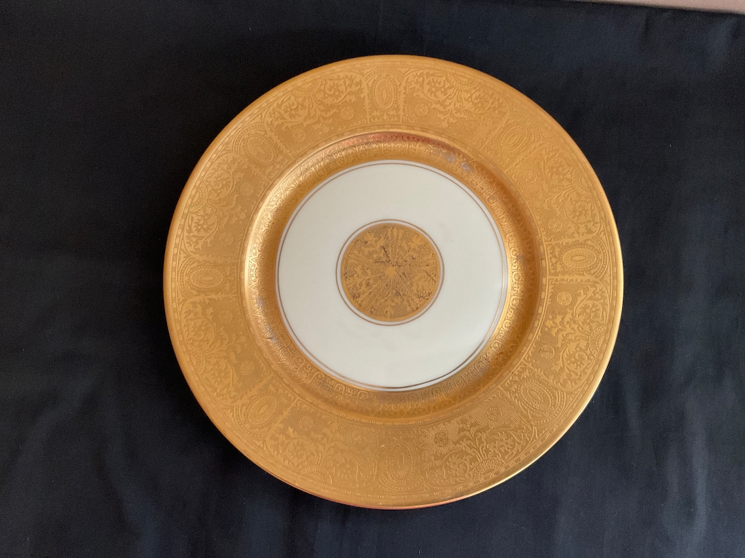 Vintage 24K Gold Hand Decorated Plate, Bohemia Made in Czechoslovakia ...