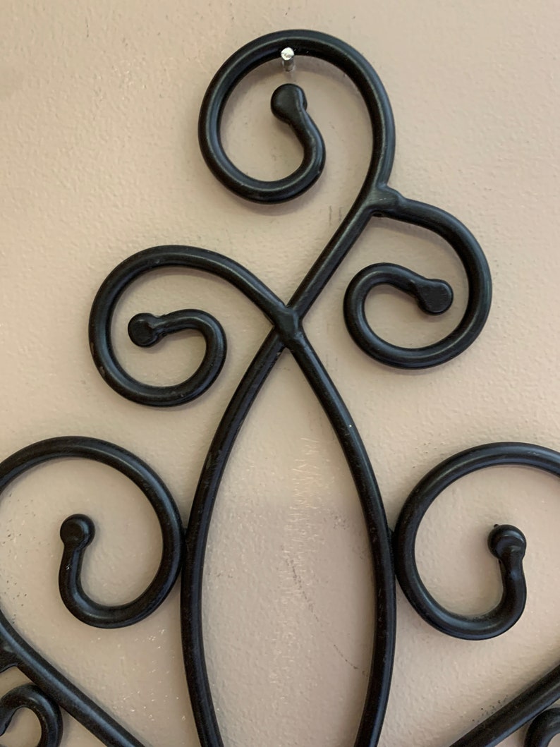 Vintage Wrought Iron Candle Sconce, Curled Metal Wall Decor - Etsy