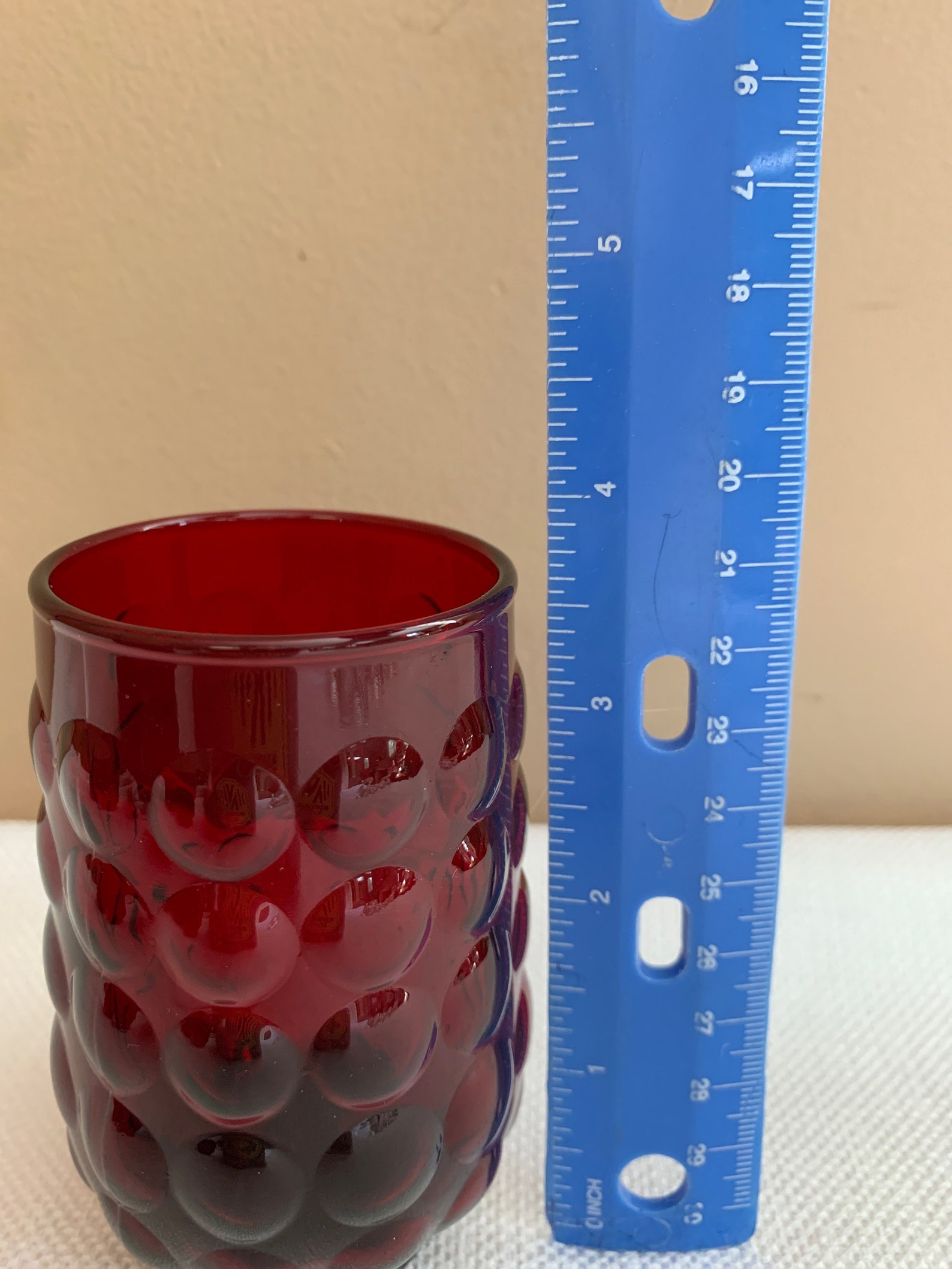 Vintage Ruby Red Bubble Glass Set, Anchor Hocking, Retro Barware - Etsy