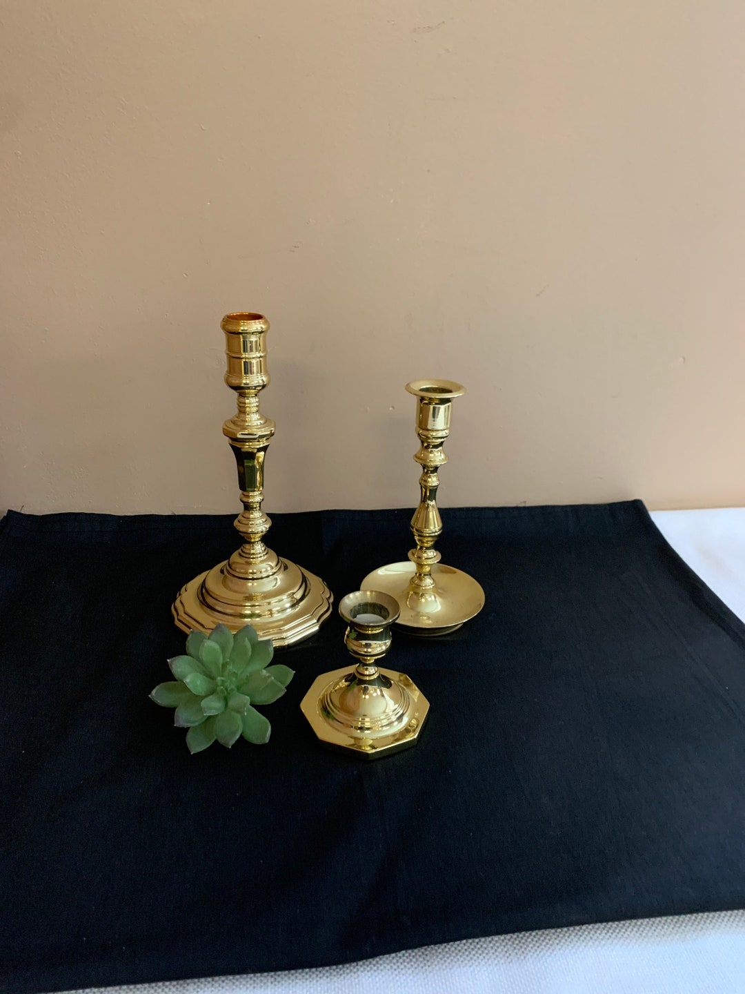 Baldwin Candlestick Set of 3, Vintage Brass Candlestick, Taper ...