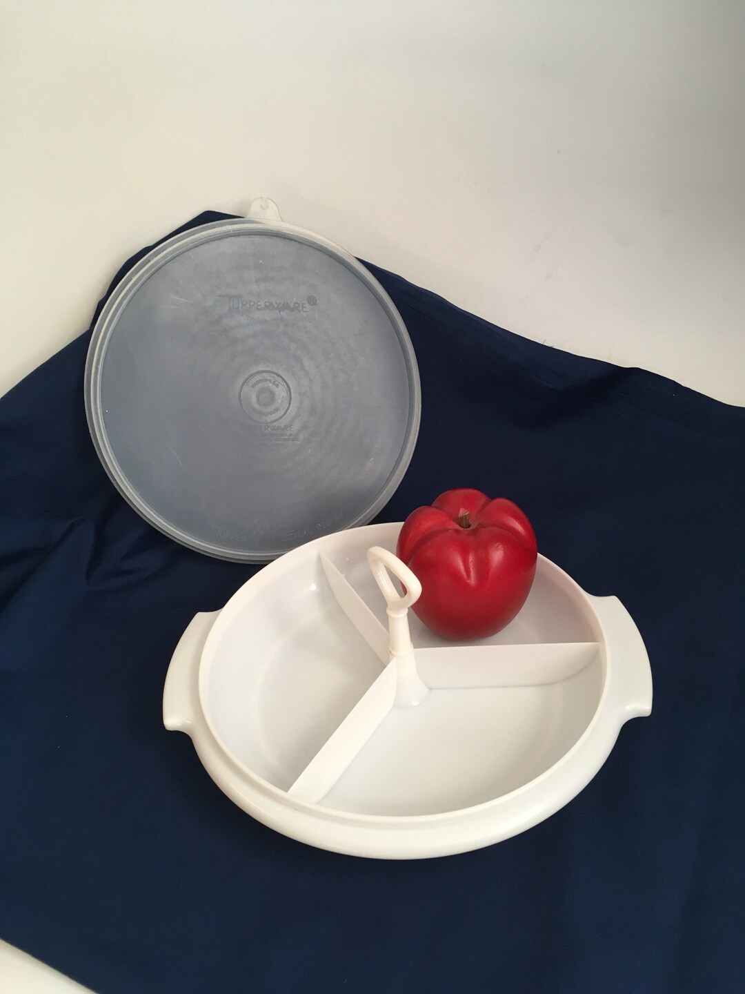 Vintage Tupperware Divided Server, Round Suzette Plastic Tupper Seal ...