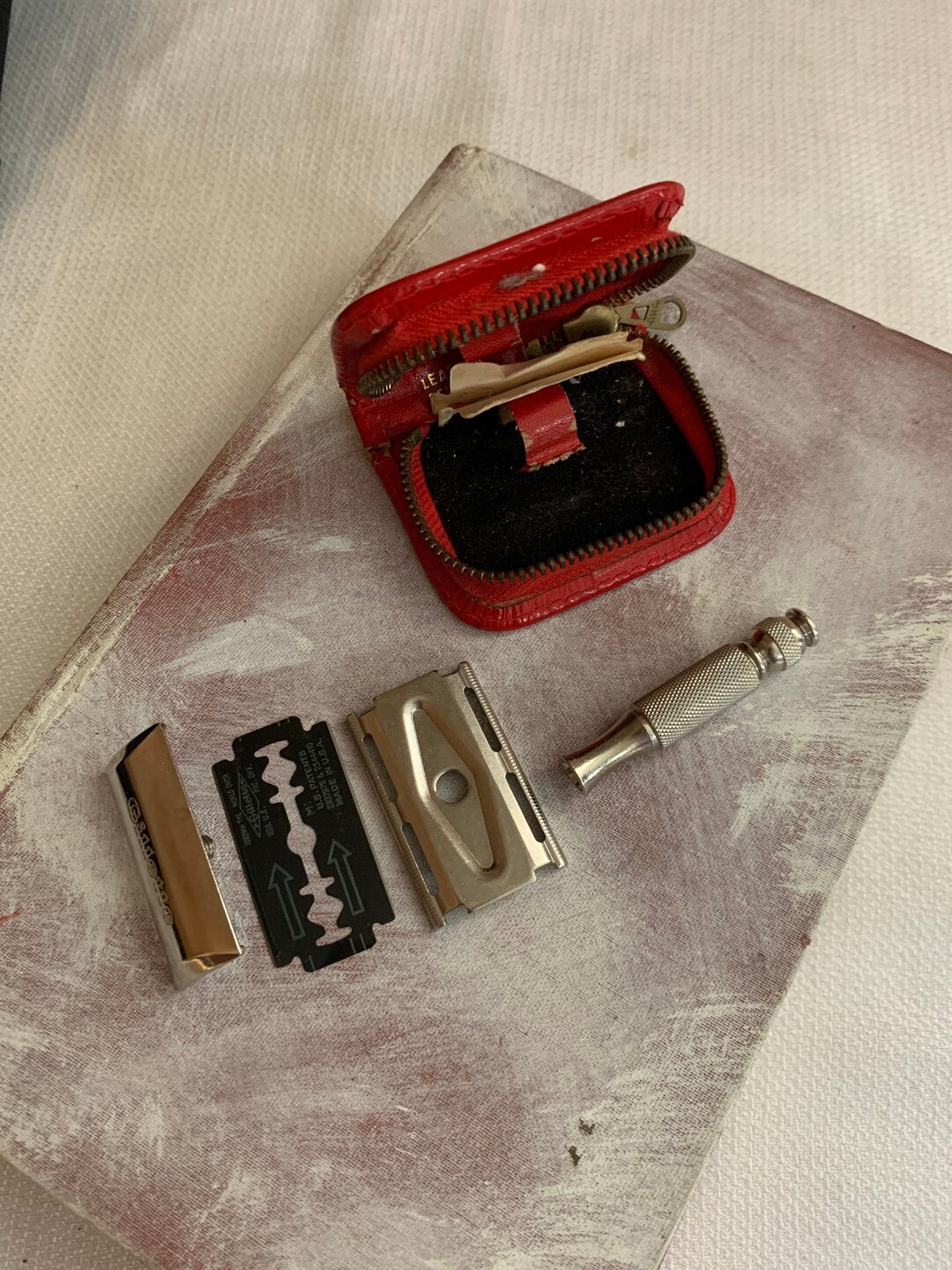 Vintage Gillette Travel Razor, NOS Blue Blade Double Edge Razor ...