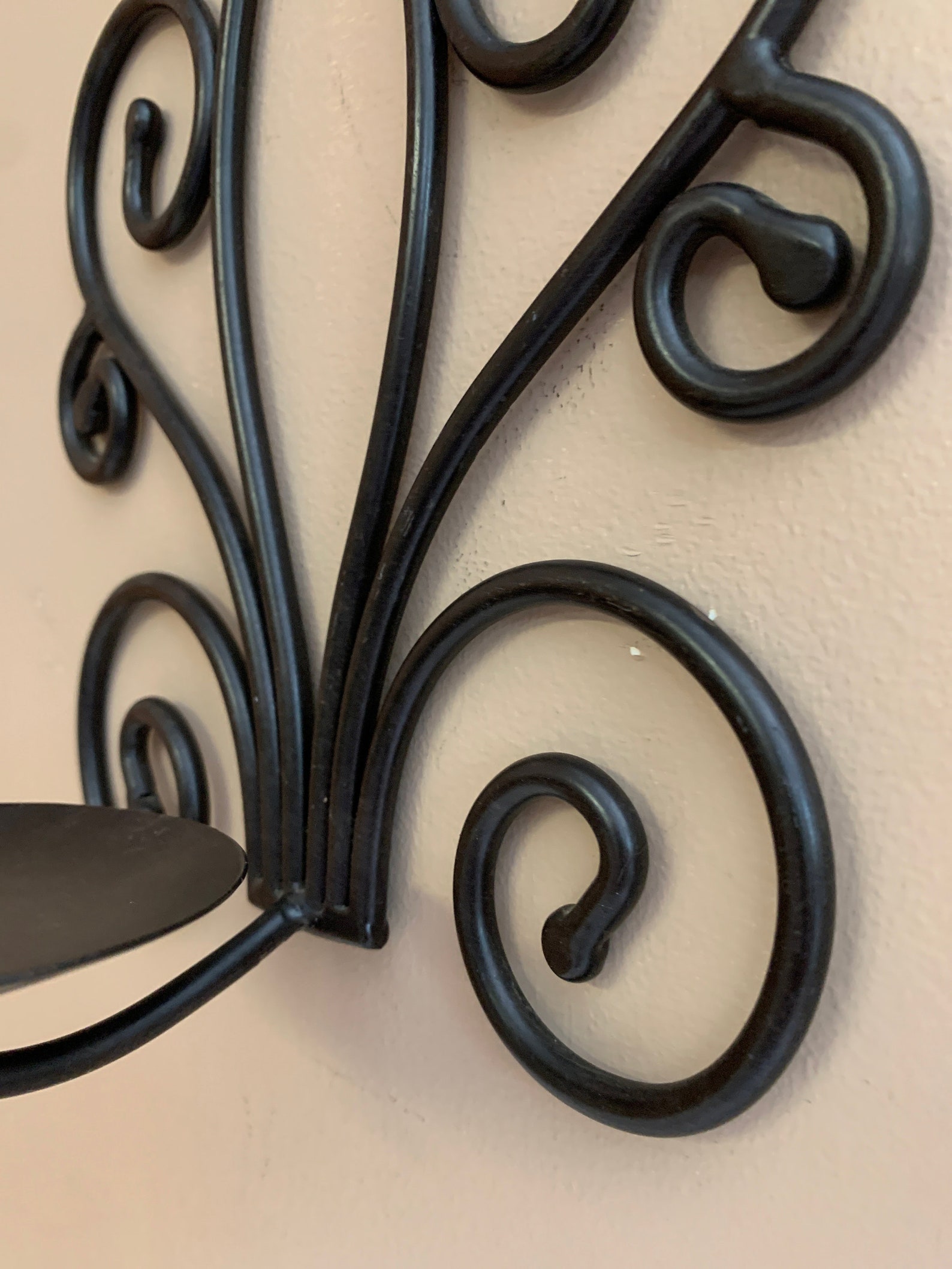 Vintage Wrought Iron Candle Sconce, Curled Metal Wall Decor - Etsy