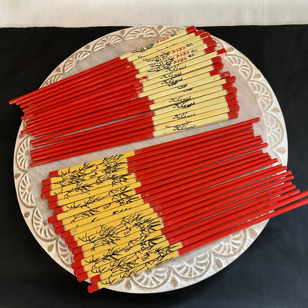 Vintage Lacquered Chopsticks, Fancy Red Decorative Chopsticks for ...