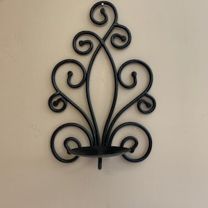 Vintage Wrought Iron Candle Sconce, Curled Metal Wall Decor - Etsy