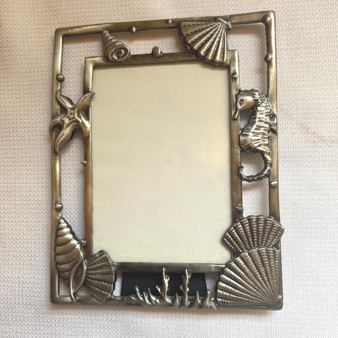 Vintage Beach Picture Frame: Nautical Pewter Look Table Top Decor - Etsy