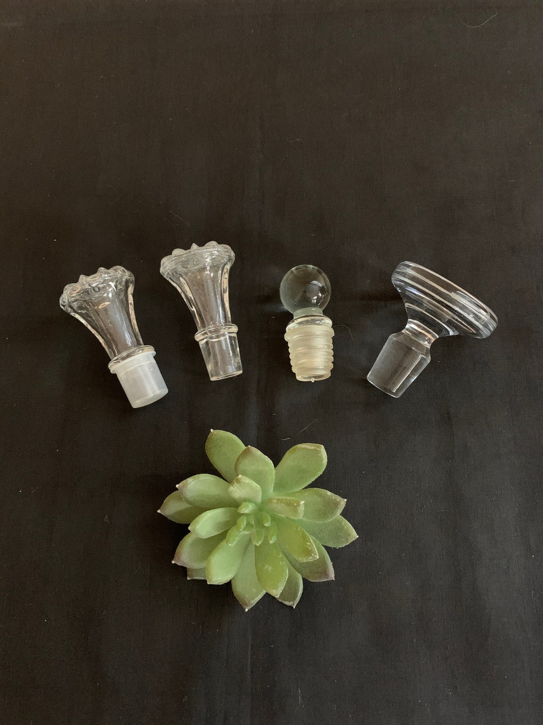 Small Glass Stopper for Decanter, Vintage Replacement Clear Round Flat ...