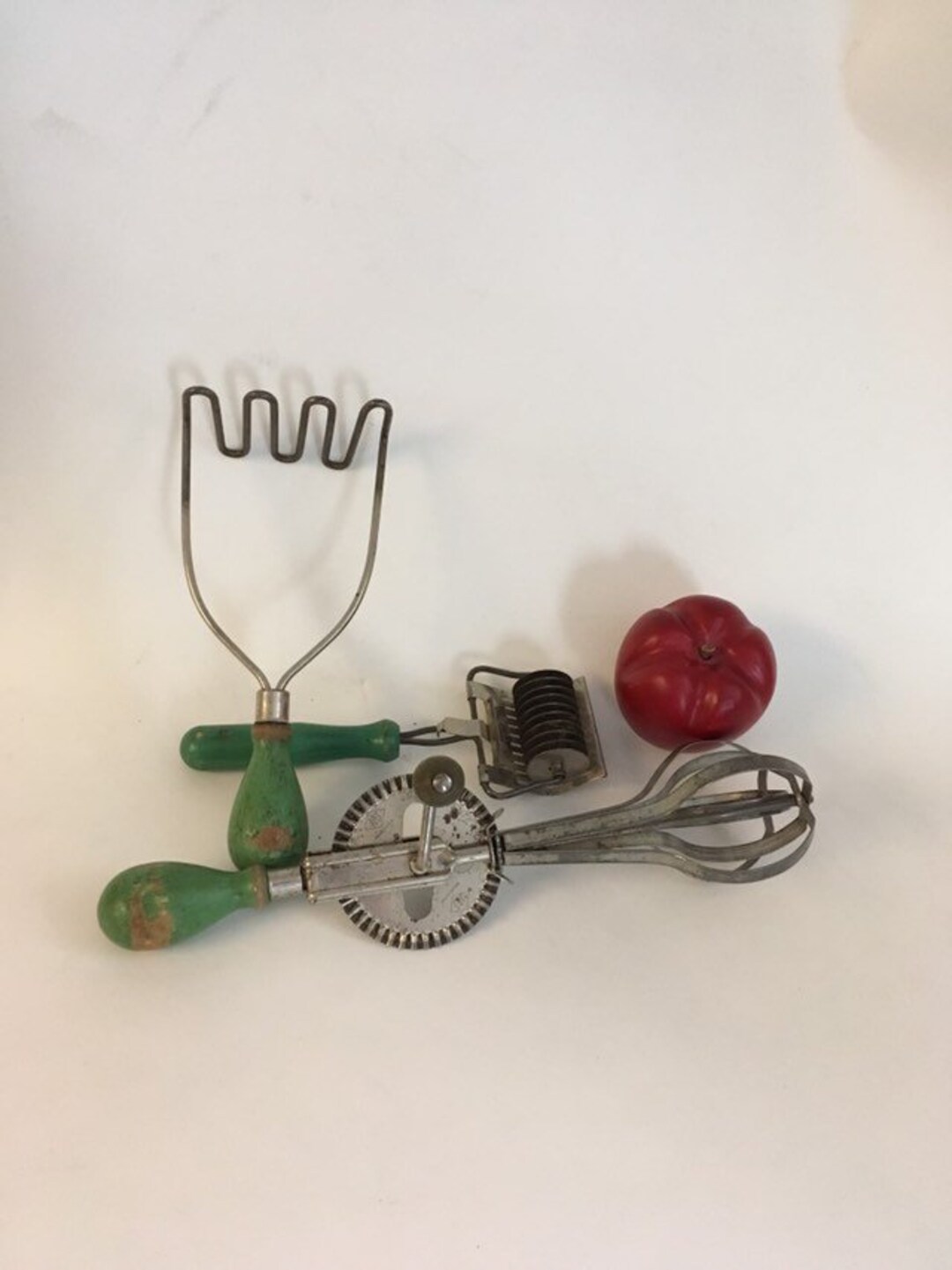 Vintage Green Handle Kitchen Tool Collection, Rotary Egg Beater, Acme ...