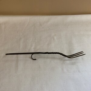 Primitive Wire Fork Vintage Long Twisted Handle Metal Meat Utensil W ...