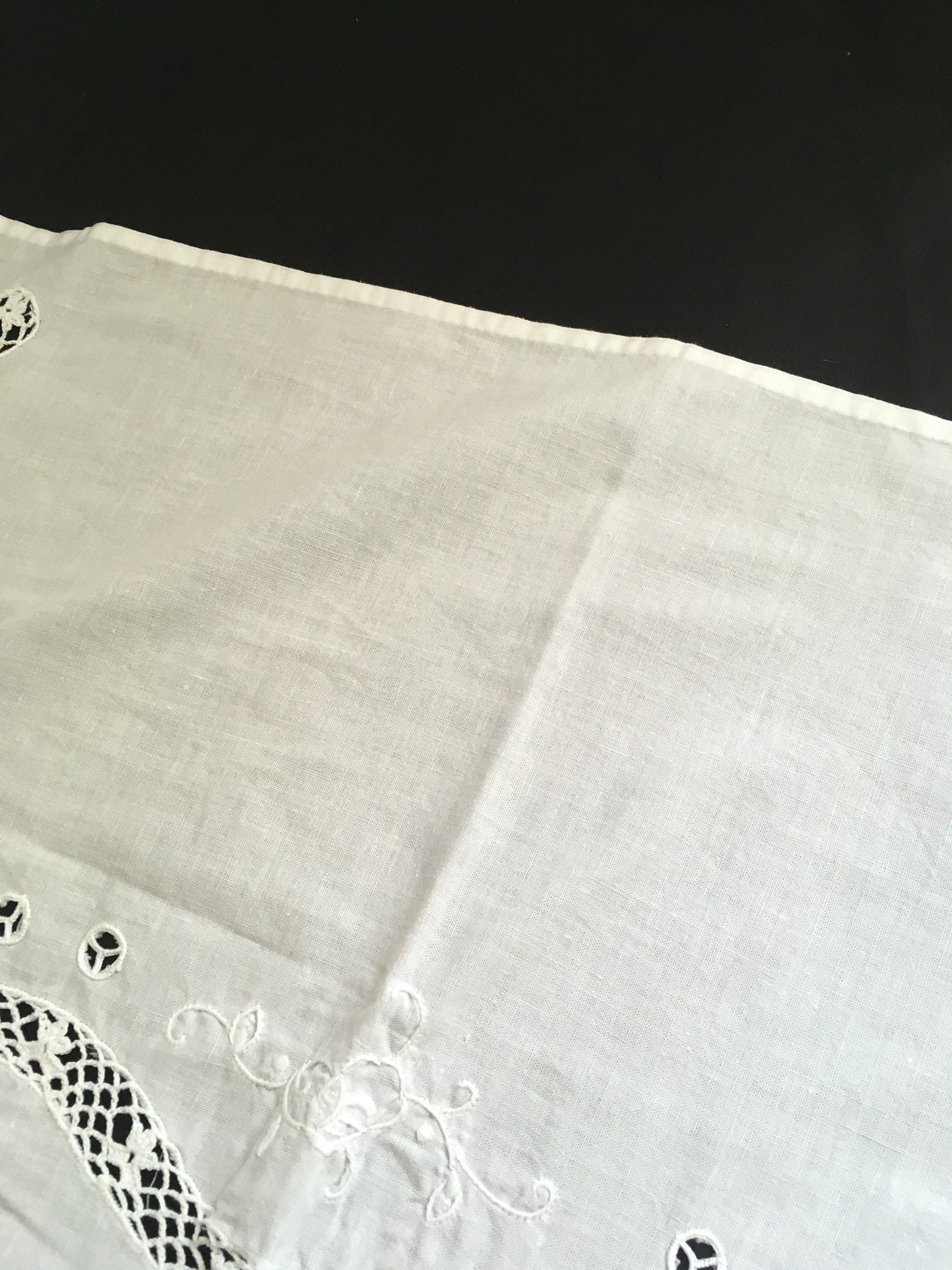 Linen Cutwork Tablecloth Vintage Crochet Square Linen - Etsy