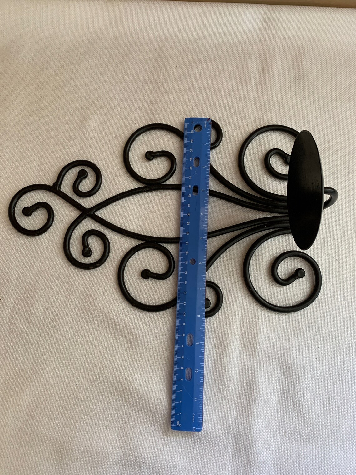 Vintage Wrought Iron Candle Sconce, Curled Metal Wall Decor - Etsy