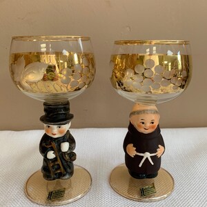 German Figural Goblet Set of 6, Vintage Goebel West German Etched ...
