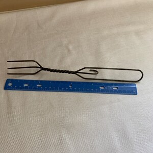 Primitive Wire Fork Vintage Long Twisted Handle Metal Meat Utensil W ...
