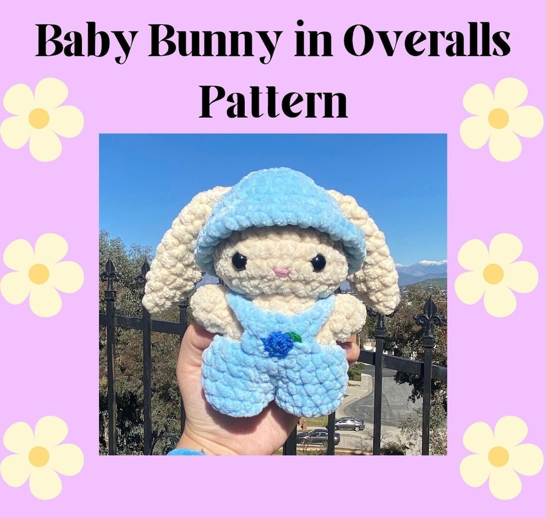 Crochet Baby Bunny in Hat and Overalls PDF PATTERN - Etsy