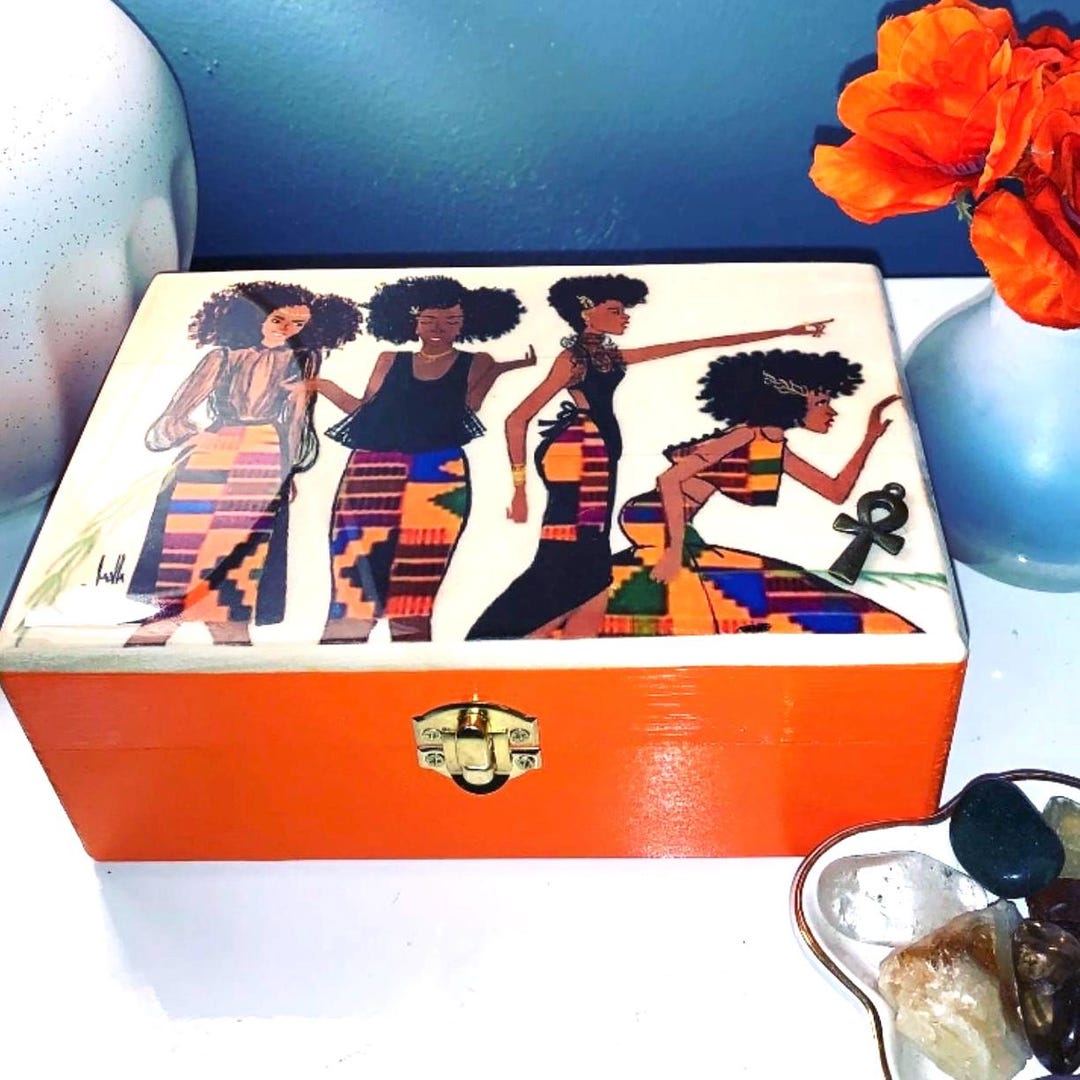 Afrocentric, Personalized Wood Box, Kente Design, Wood Box, Keepsakebox ...