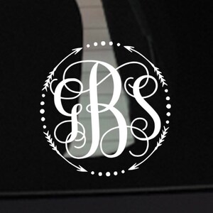 Boho Monogram Decal Monogram Car Decal Monogrammed Decal - Etsy