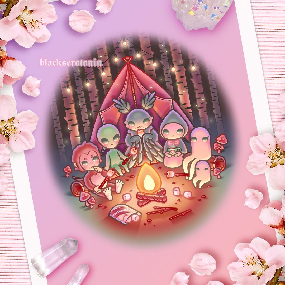 Campfire Cryptids Print | Mothman, Alien, Flatwoods Monster, Bigfoot ...