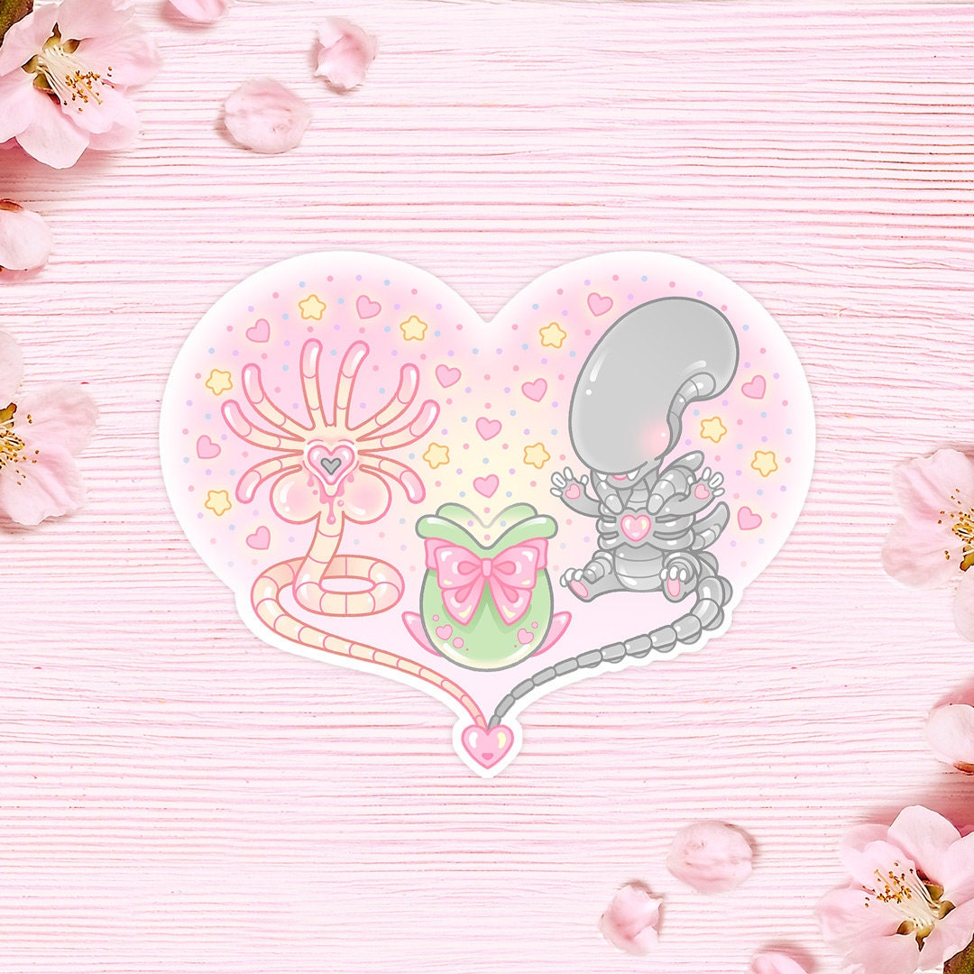 Kawaii Xenomorph and Facehugger Sticker | Alien, Xenomorph, Face Hugger ...