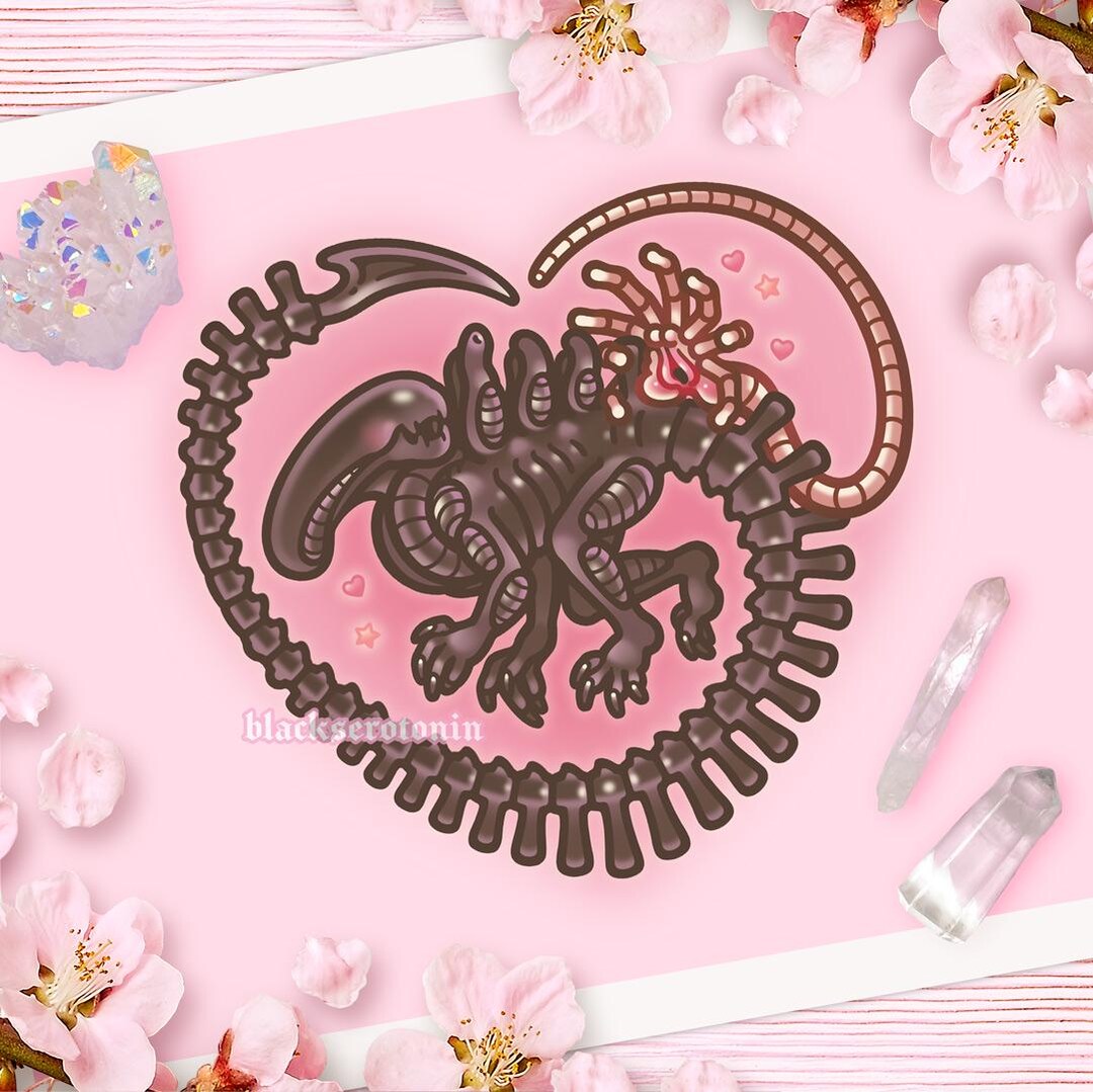Xenomorph and Facehugger Heart Print | Alien, Xenomorph, Face Hugger ...