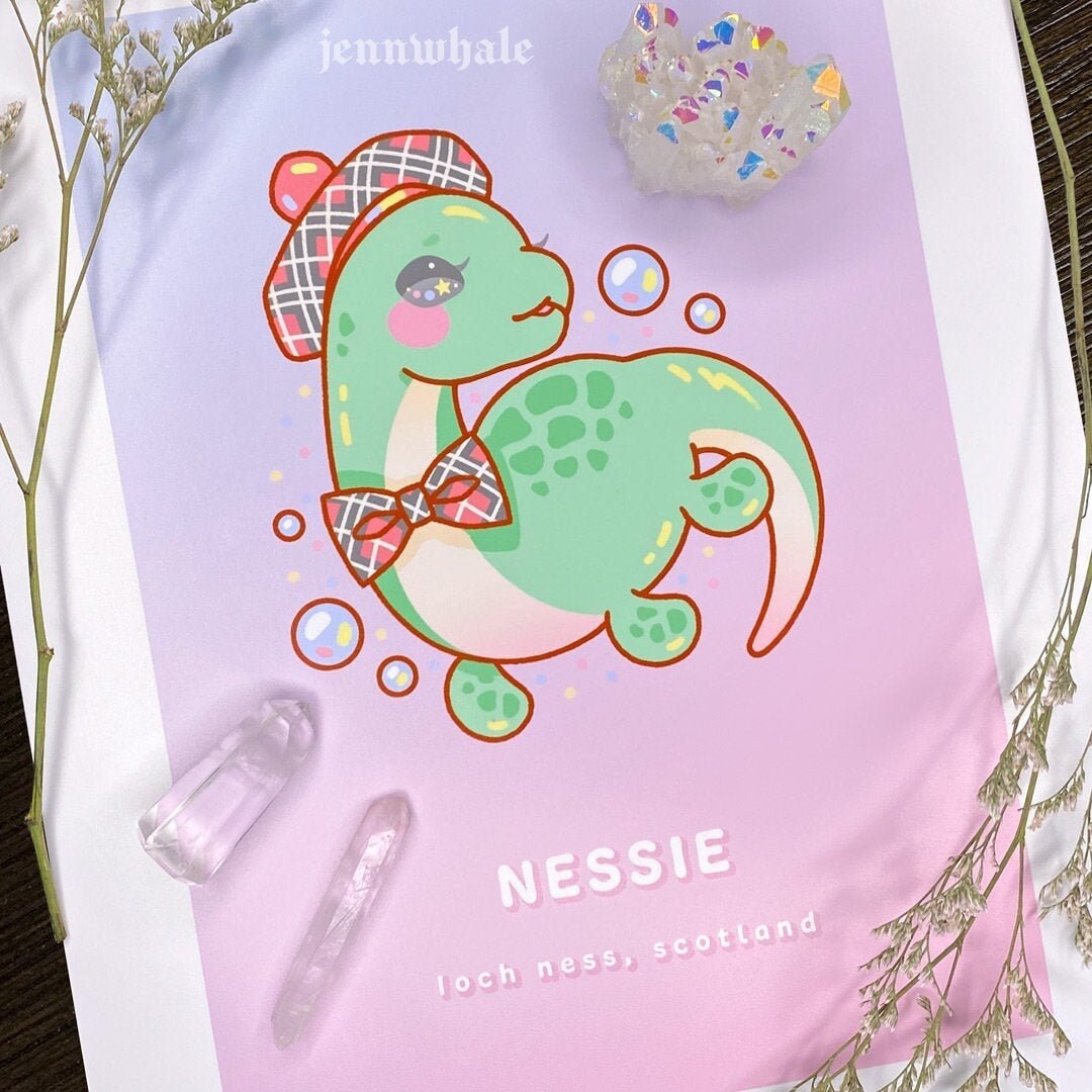 Kawaii NESSIE Cryptid Print Mothman Alien Flatwoods | Etsy