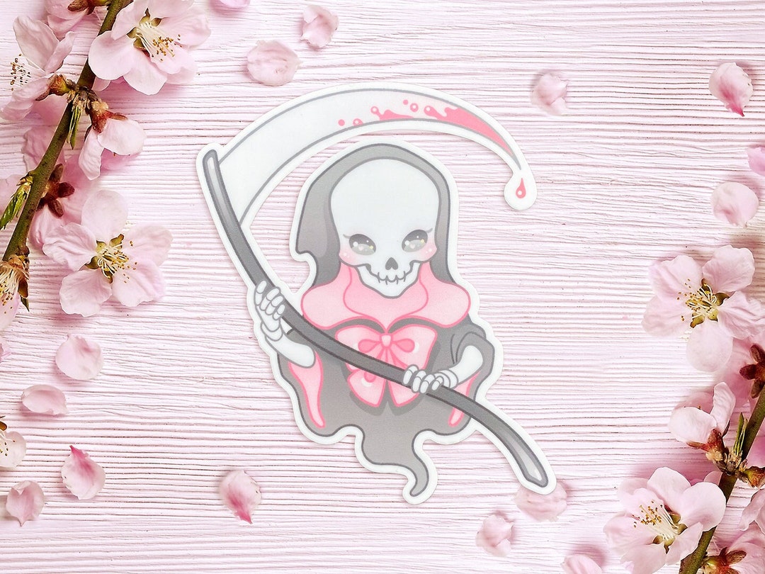 Sweet Reaper Sticker Black Serotonin Mascot, Kawaii, Grim Reaper ...