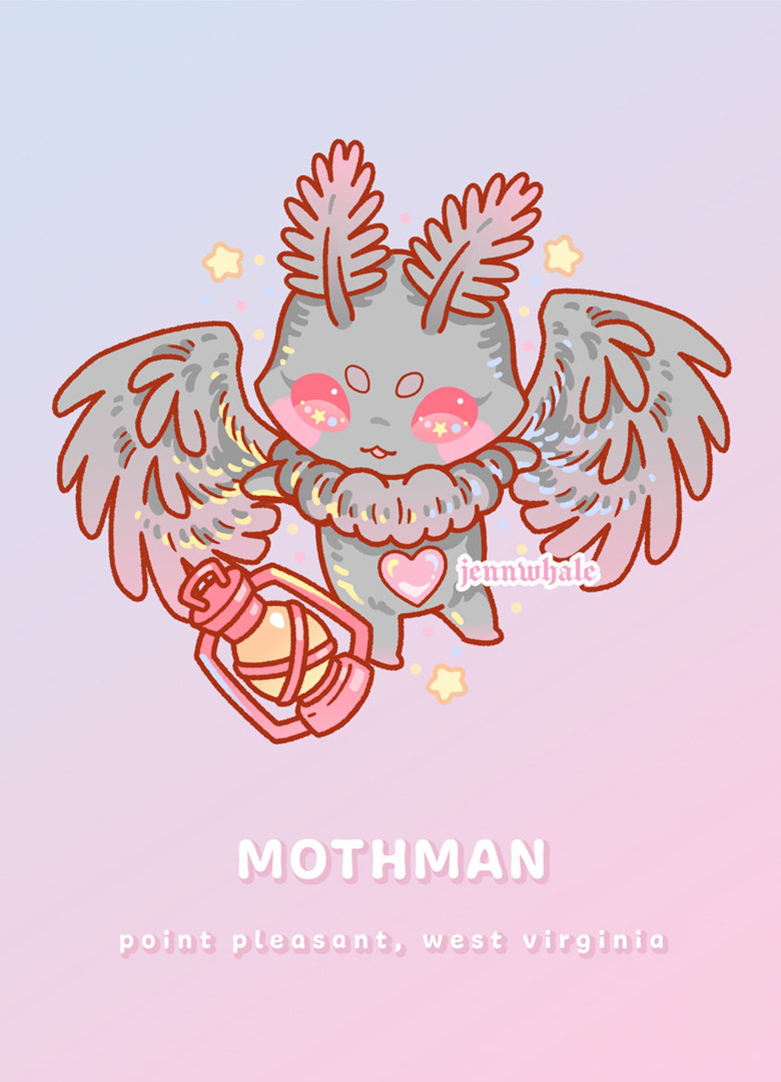 Kawaii MOTHMAN Cryptid Print Mothman Alien Flatwoods | Etsy