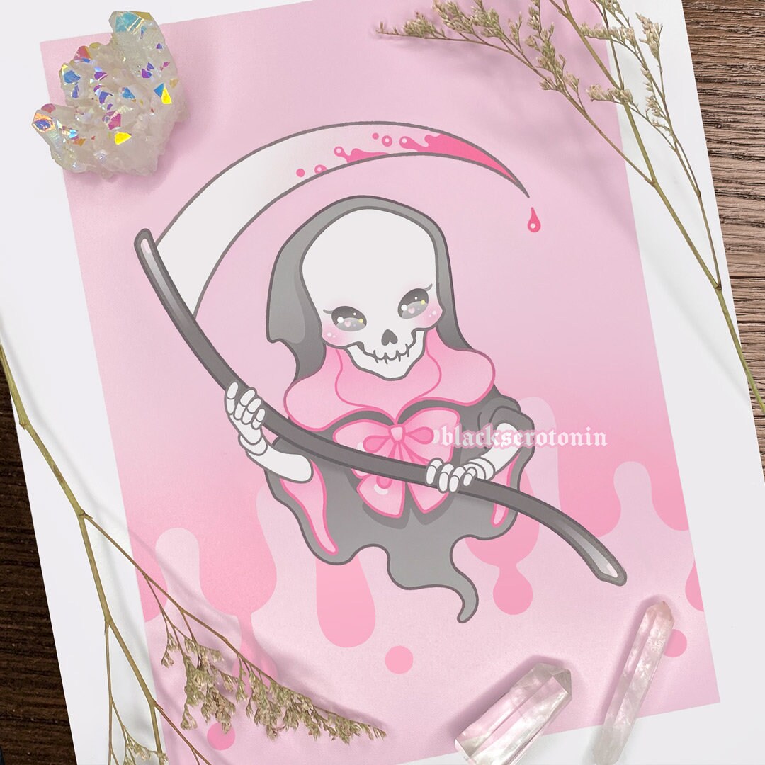 Sweet Reaper Print Black Serotonin Mascot, Grim Reaper, Pastel Goth ...
