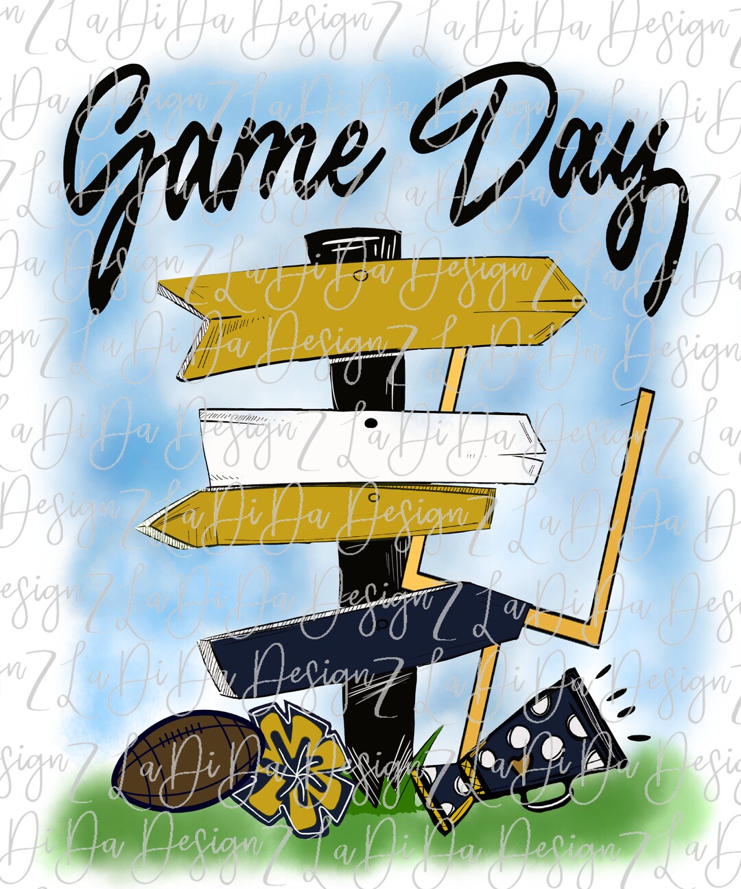 Game Day Navy Gold Direction Signs PNG Digital Download Tailgate ...