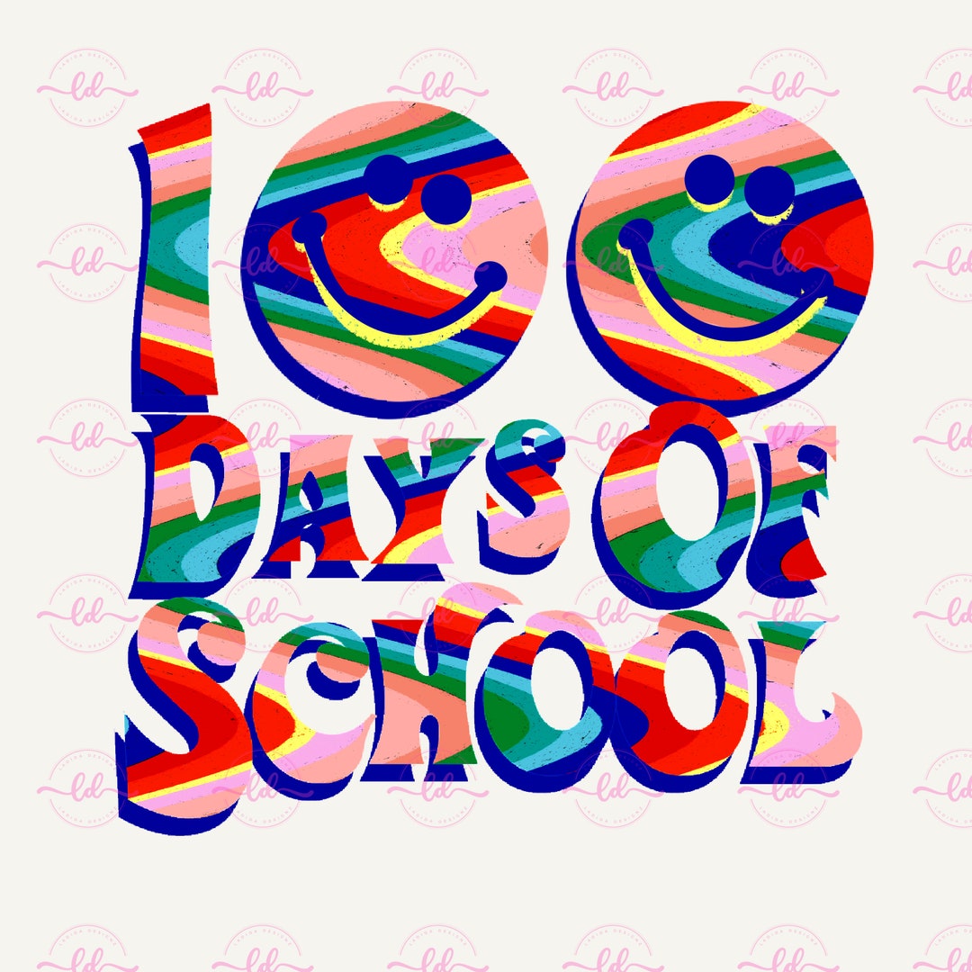 100 Days of School Swirly Smiley Face PNG Transfer Digital Download ...