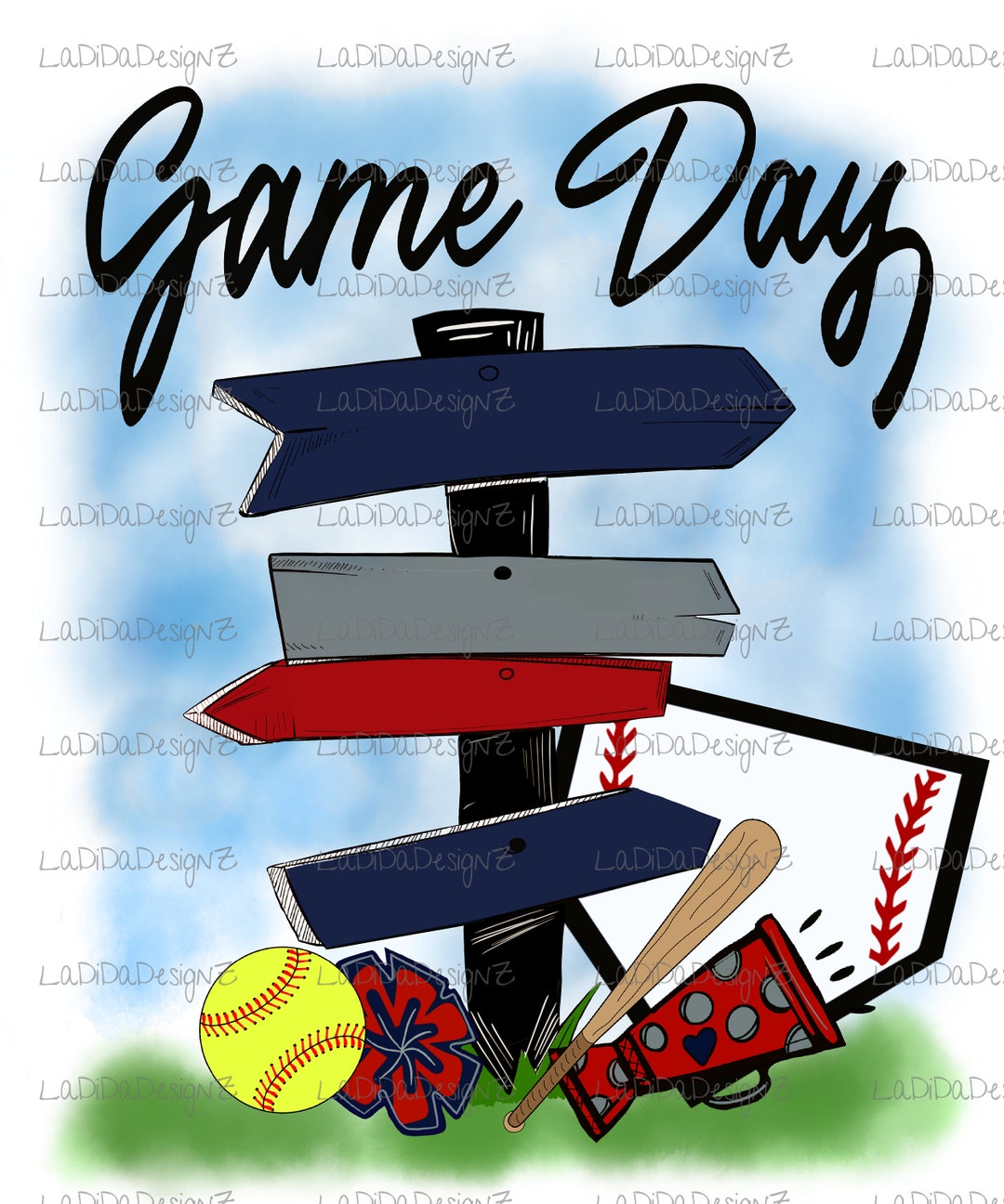Game Day Navy Red Grey Direction Signs PNG Digital Download Tailgate ...
