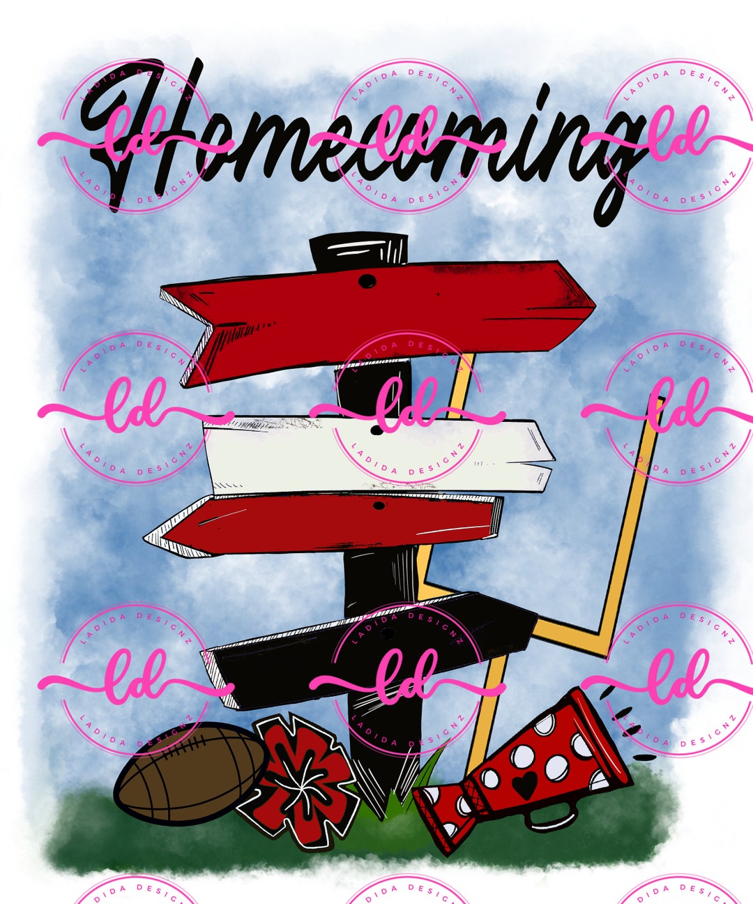 Custom - Homecoming Red Black Direction Signs PNG Digital Download ...